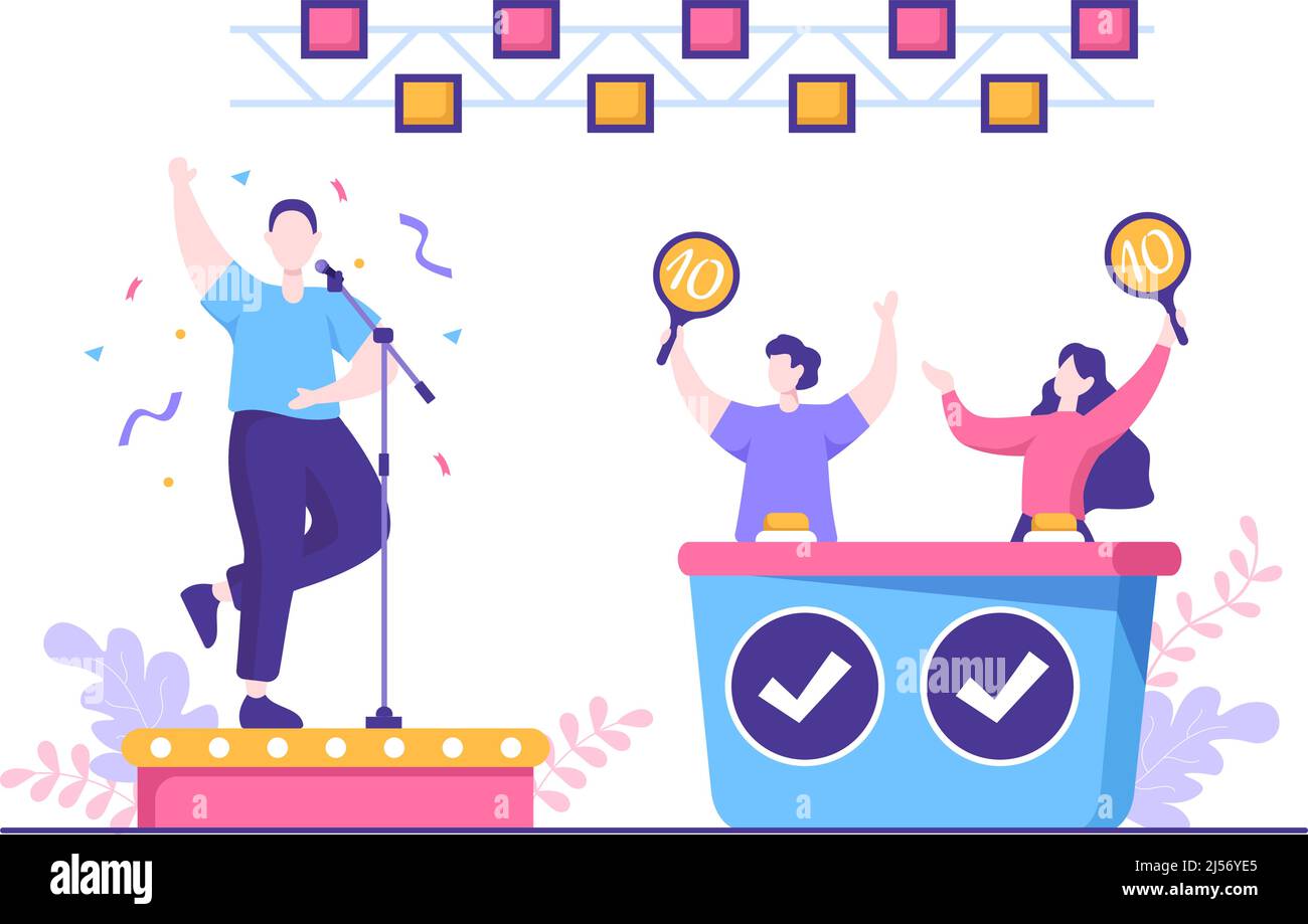 Talent Show with Contestants Displaying their Skill on Stage or Podium ...