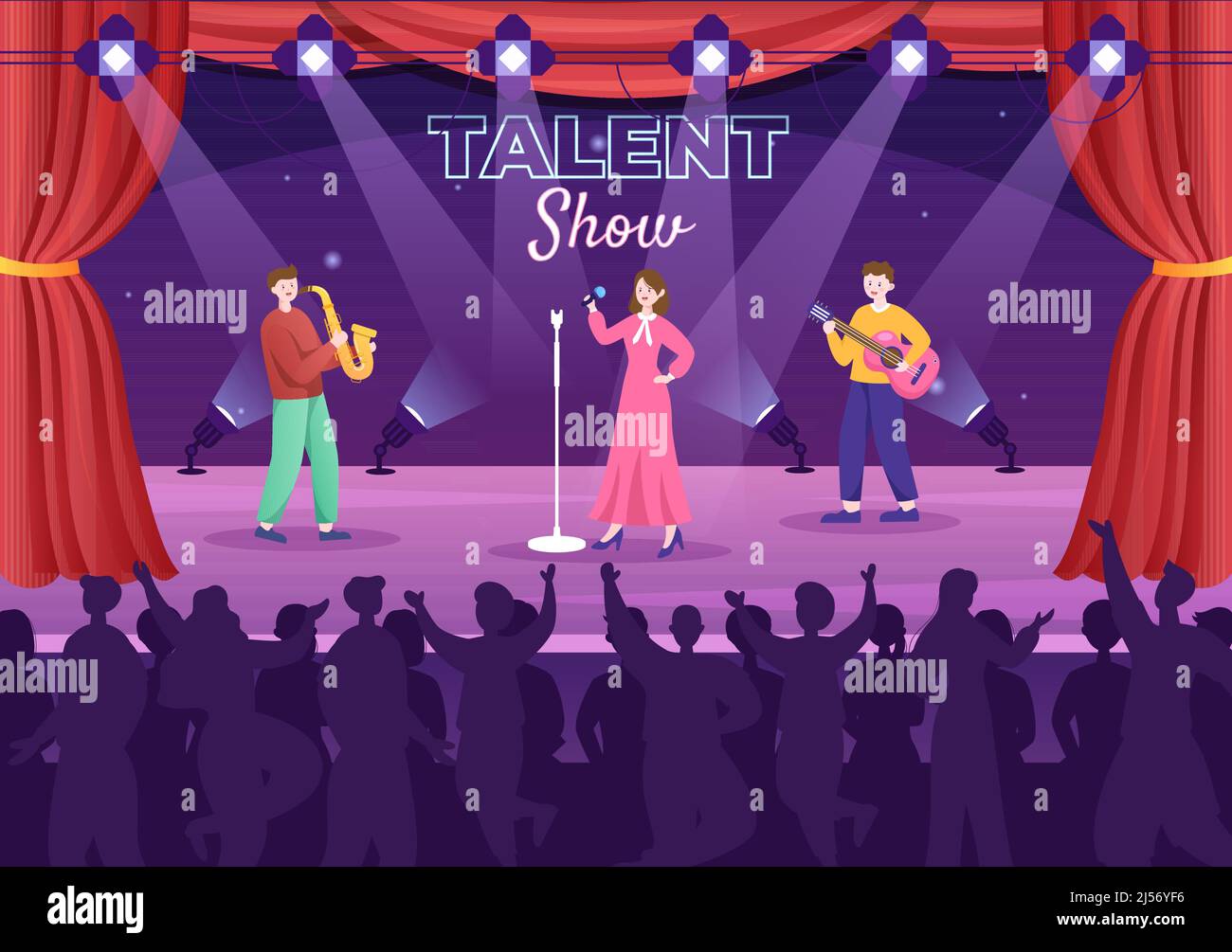 Talent Show with Contestants Displaying their Skill on Stage or Podium ...