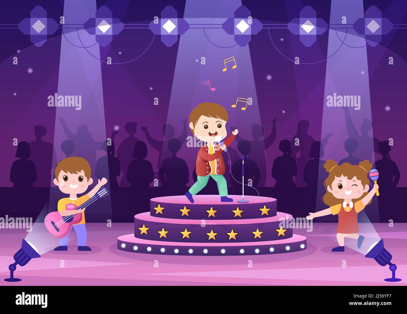 Talent Show with Contestants Displaying their Skill on Stage or Podium ...