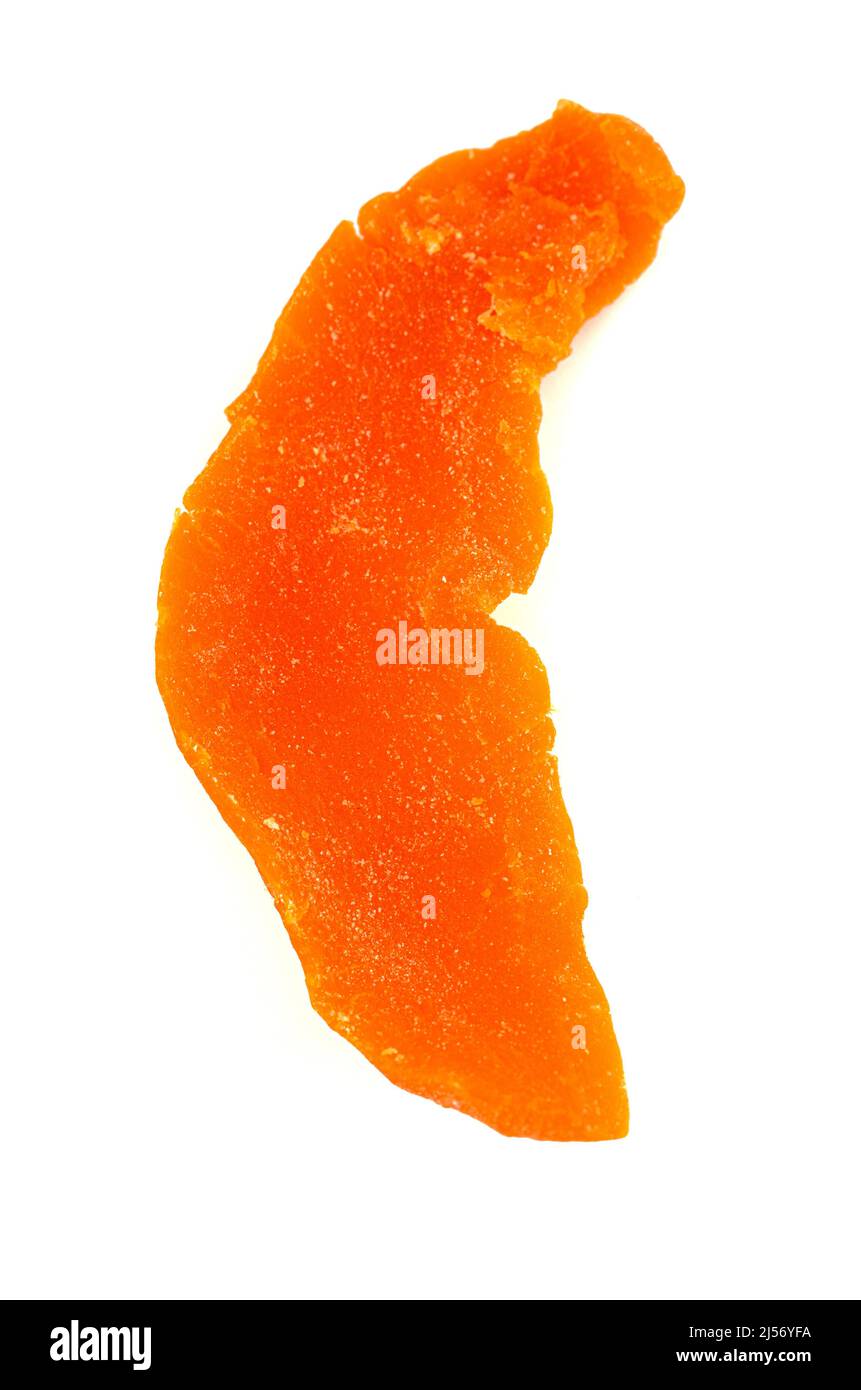 Candied Mango Strips on a White Background Stock Photo - Alamy