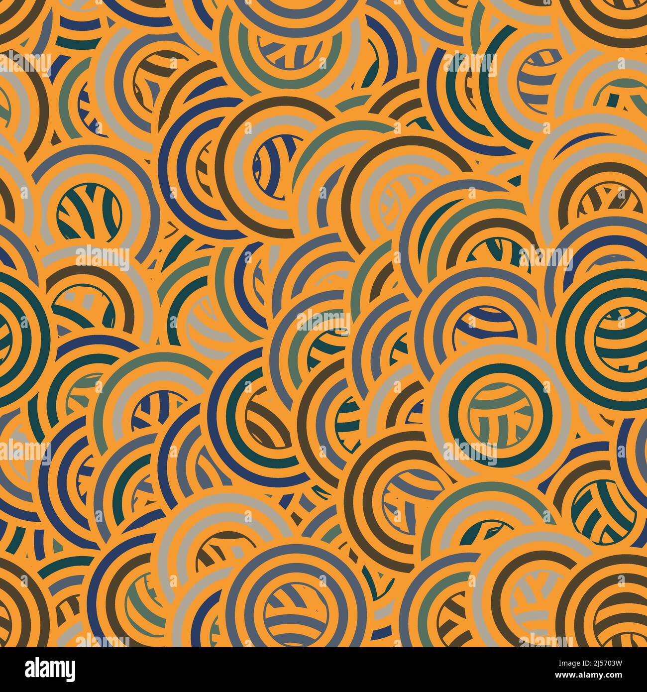 Seamless concentric circle in retro colors surface pattern design for ...