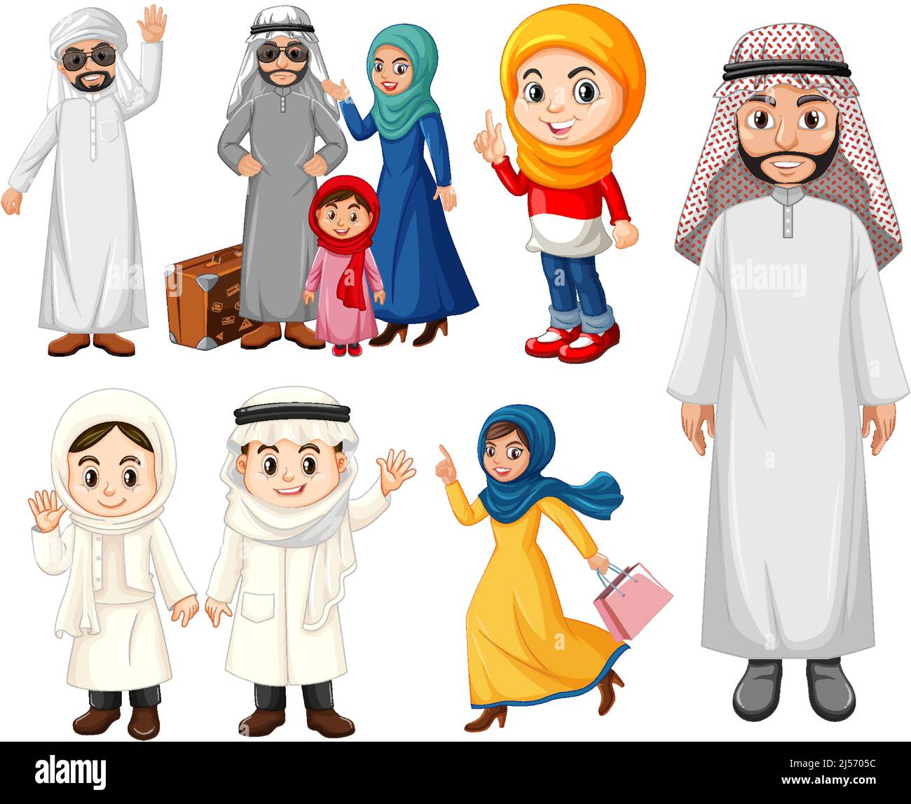Arabic people with kids and adults illustration Stock Vector Image ...