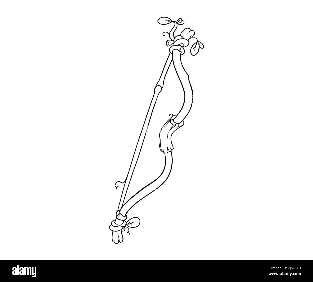 Wooden bow for games. Sketch of casual bow. Vector illustration ...