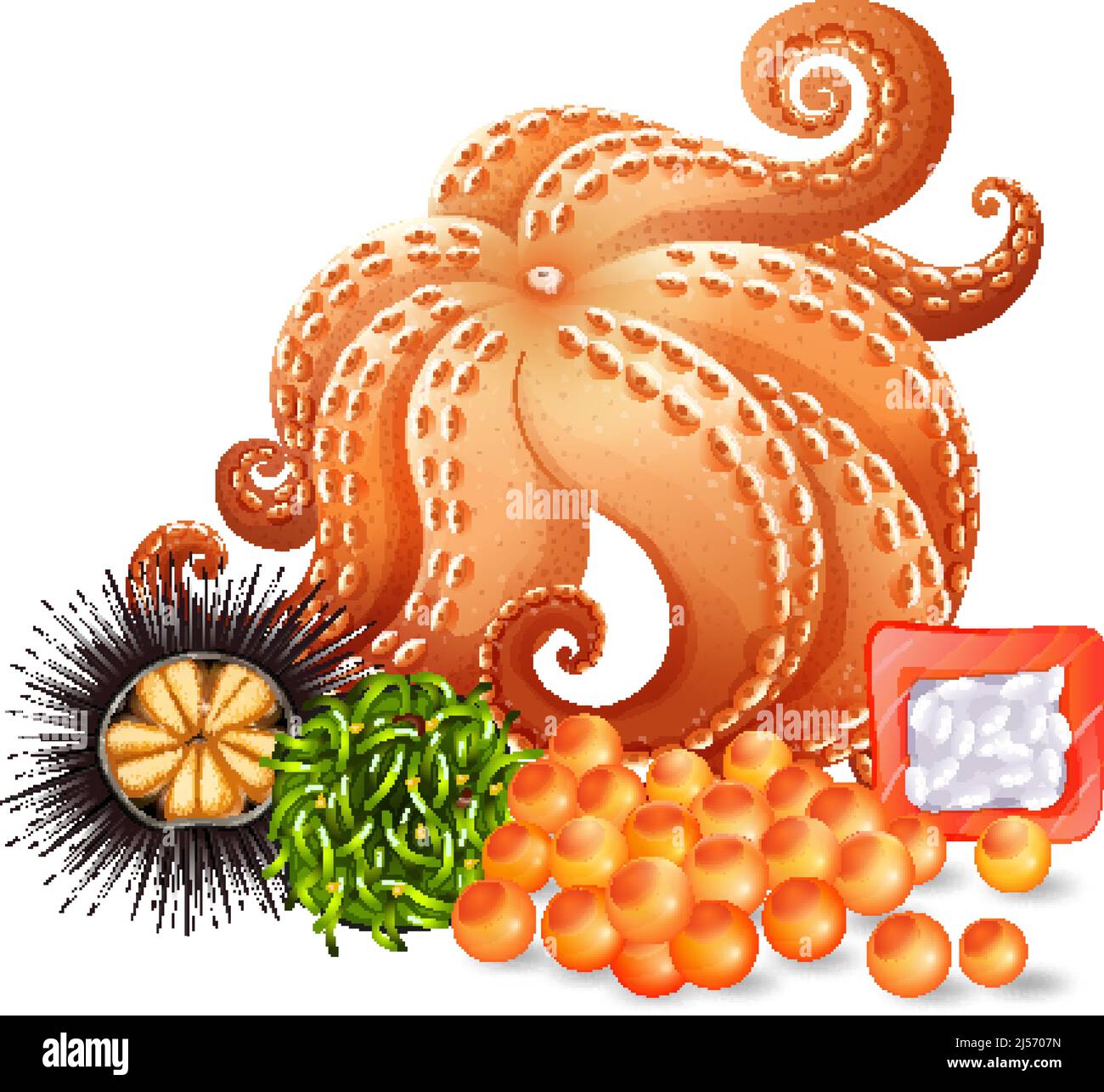 Seafood cartoon set on white background illustration Stock Vector Image ...