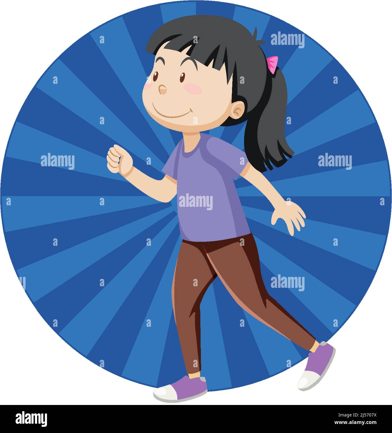 Active girl simple cartoon character illustration Stock Vector Image ...