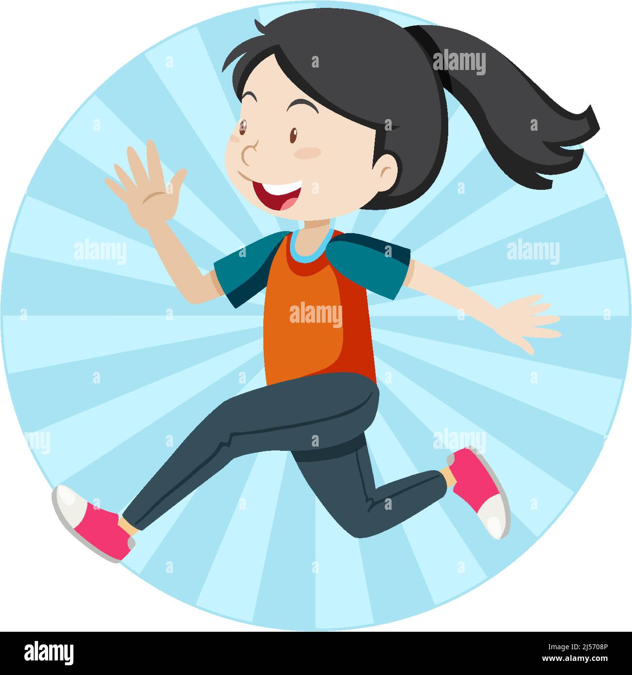 Active girl simple cartoon character illustration Stock Vector Image ...