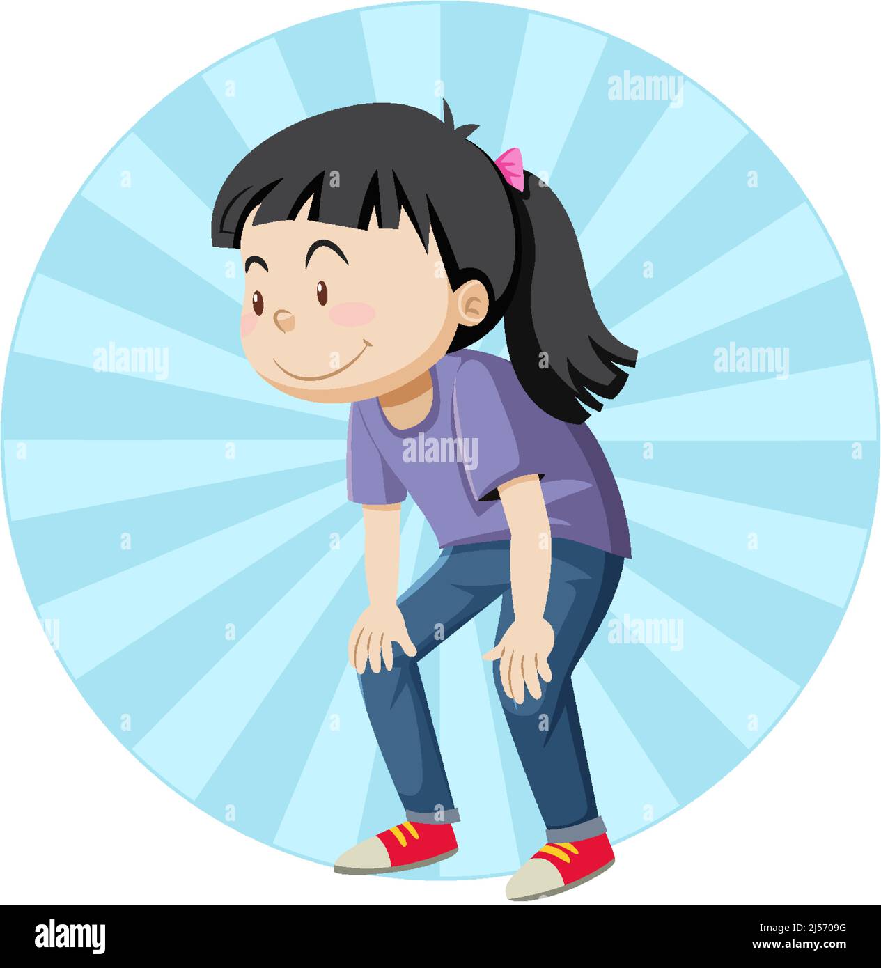 Active girl simple cartoon character illustration Stock Vector Image ...
