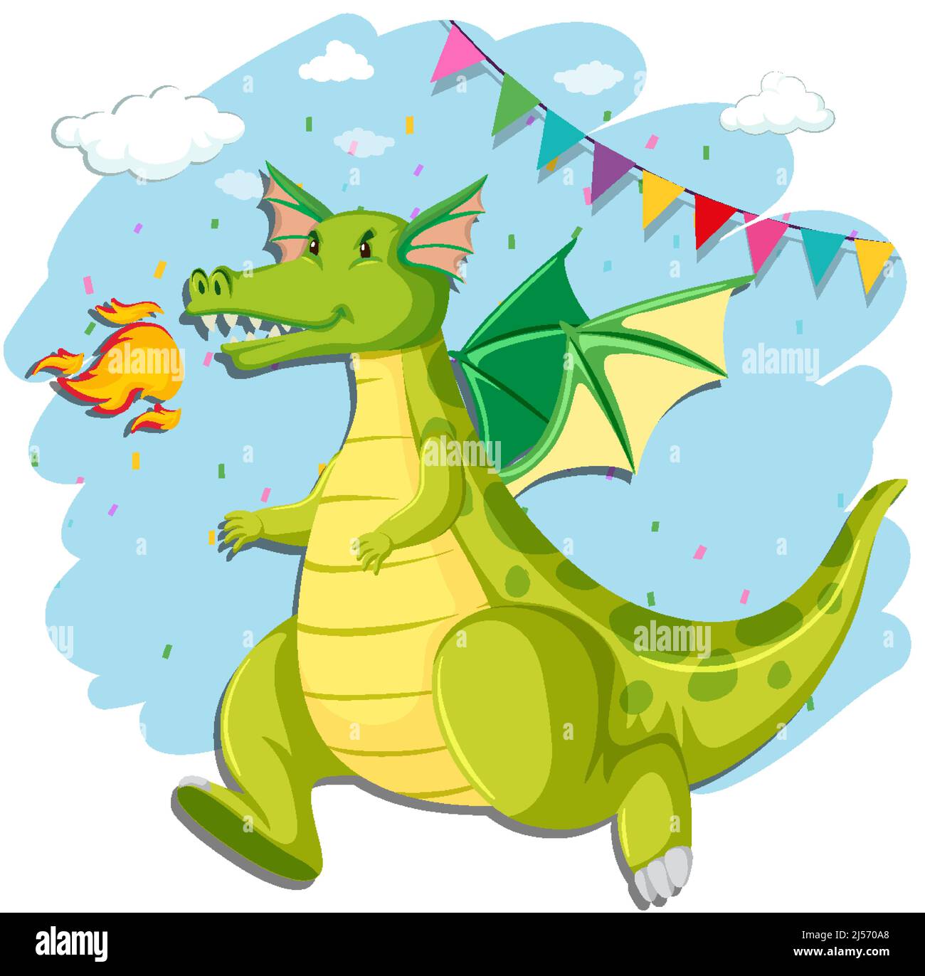 Cute green dragon cartoon character illustration Stock Vector Image ...
