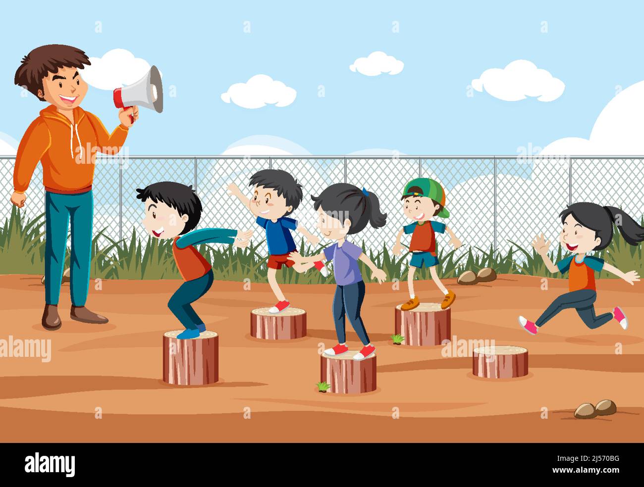 Kids playing red light green light game illustration Stock Vector Image ...