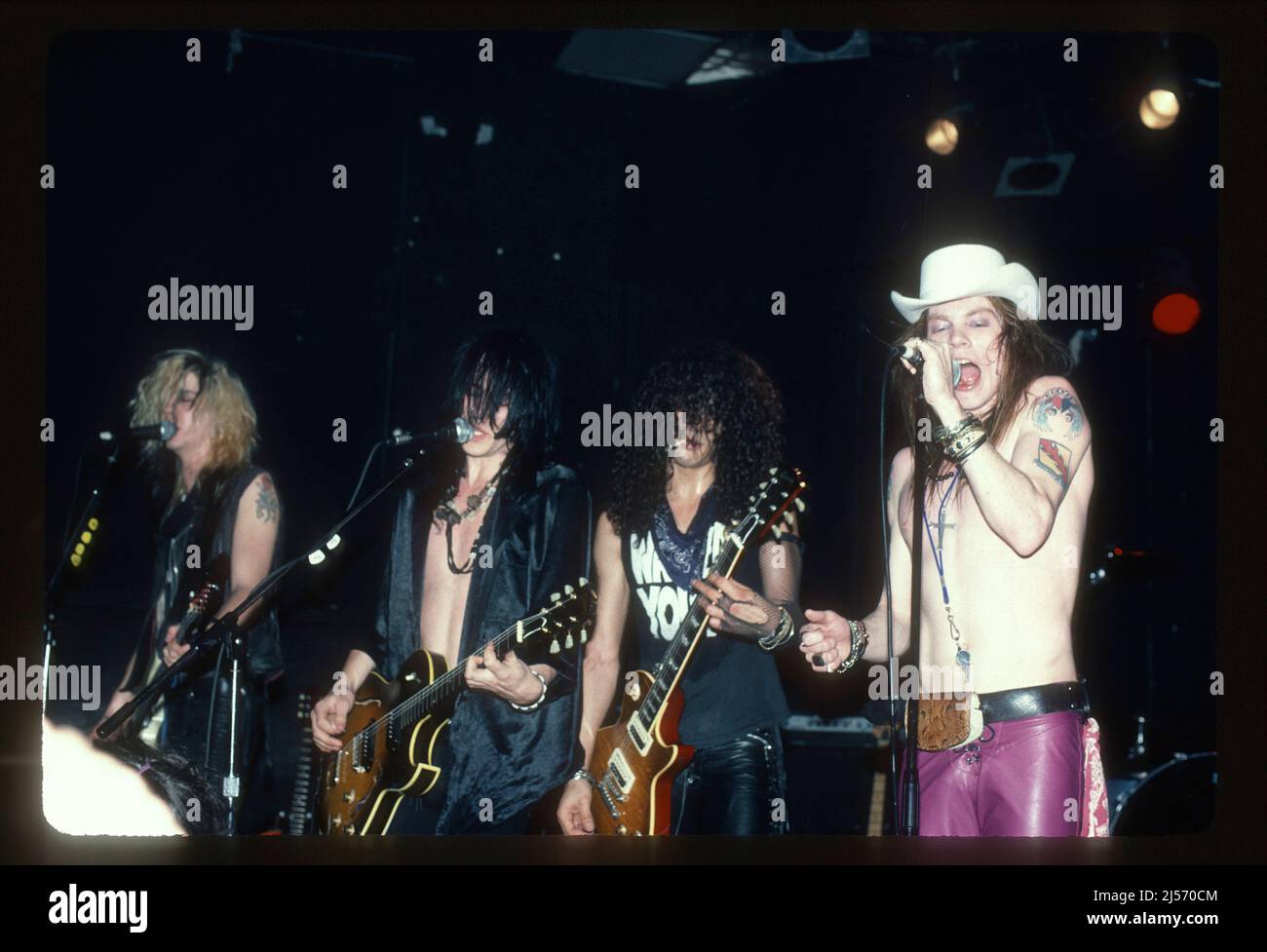 Guns N Roses performing on stage in 1987 Credit: Jeffrey Mayer / Rock ...