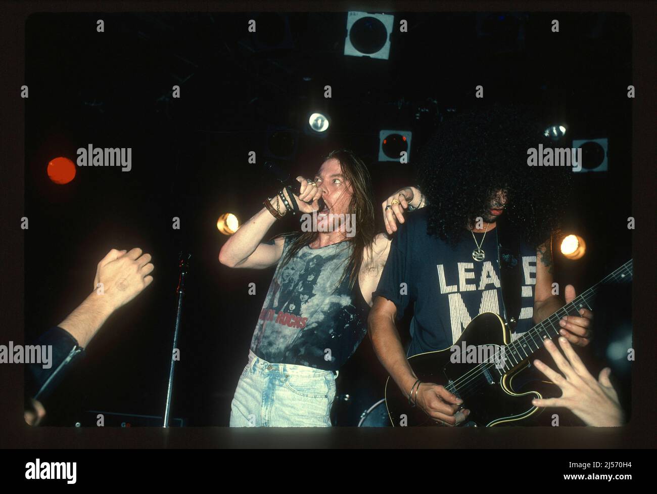 Guns N Roses performing on stage in 1988 Credit: Jeffrey Mayer / Rock ...