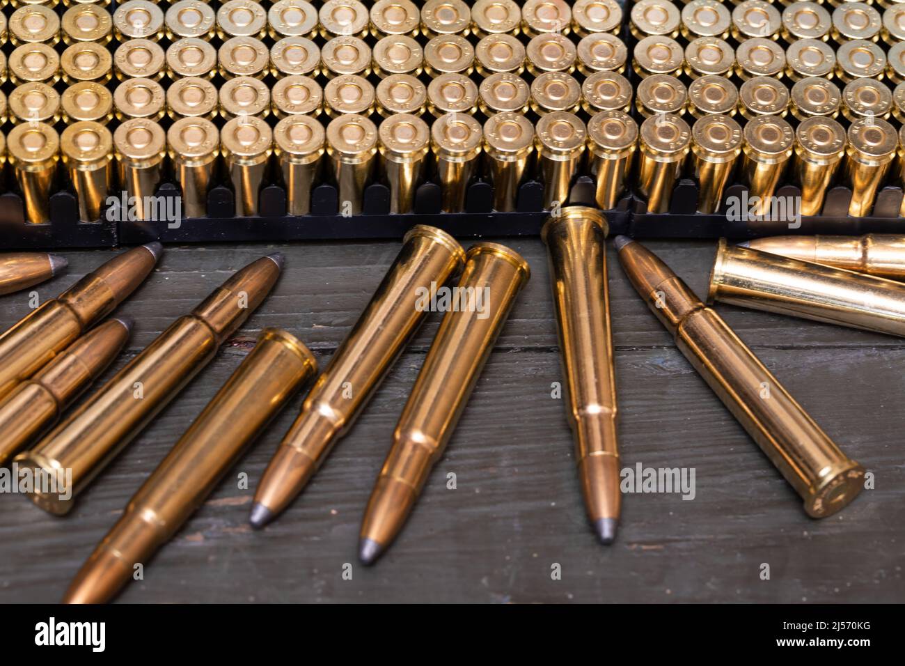A collection of live ammunition ready to be issued to fighting soldiers ...