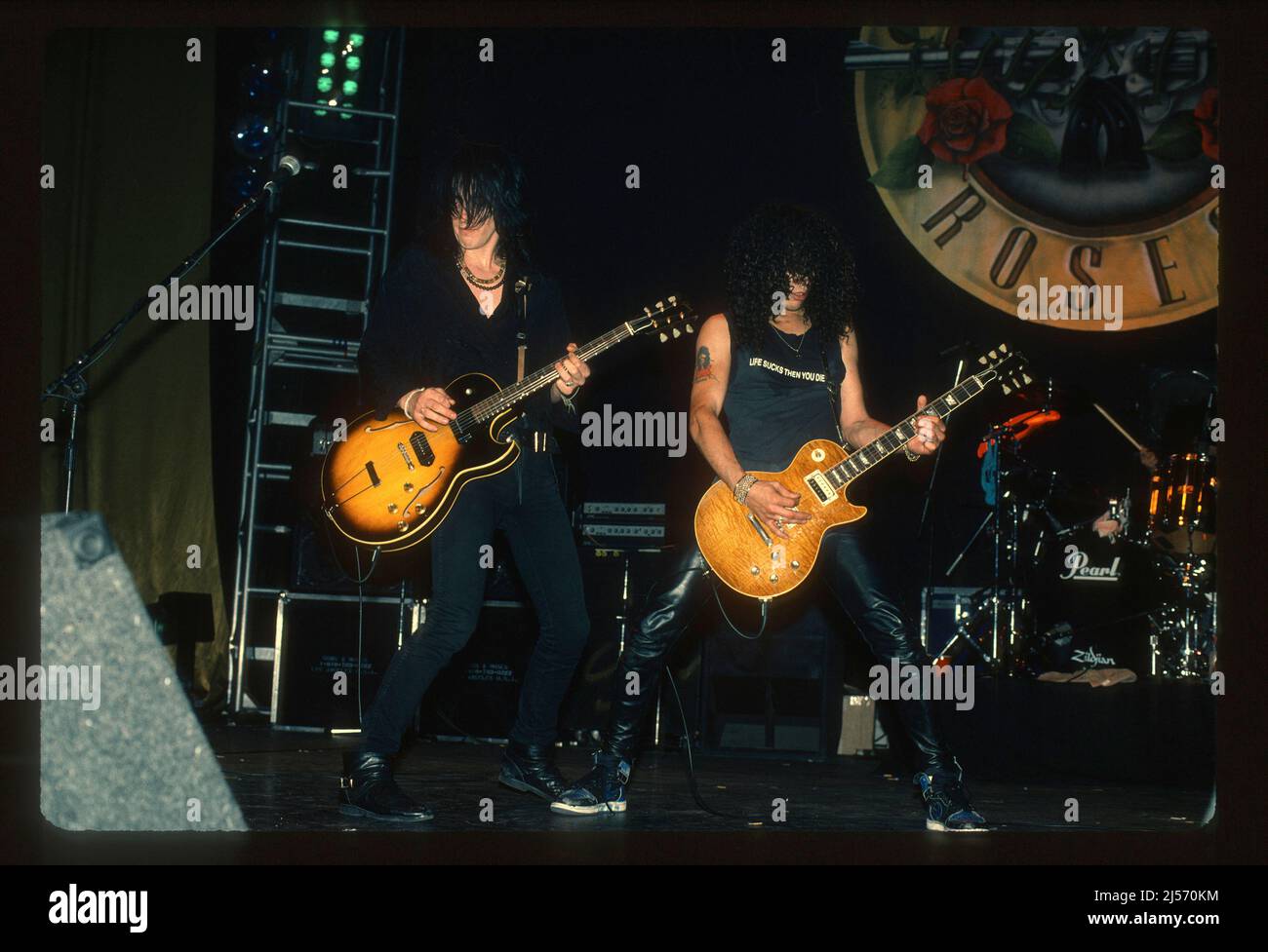 Guns N Roses performing on stage in 1988 Credit: Jeffrey Mayer / Rock ...