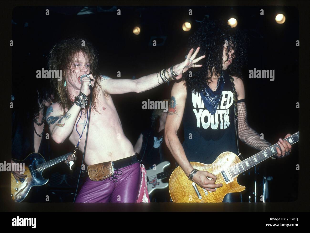 Guns N Roses performing on stage in 1987 Credit: Jeffrey Mayer / Rock ...
