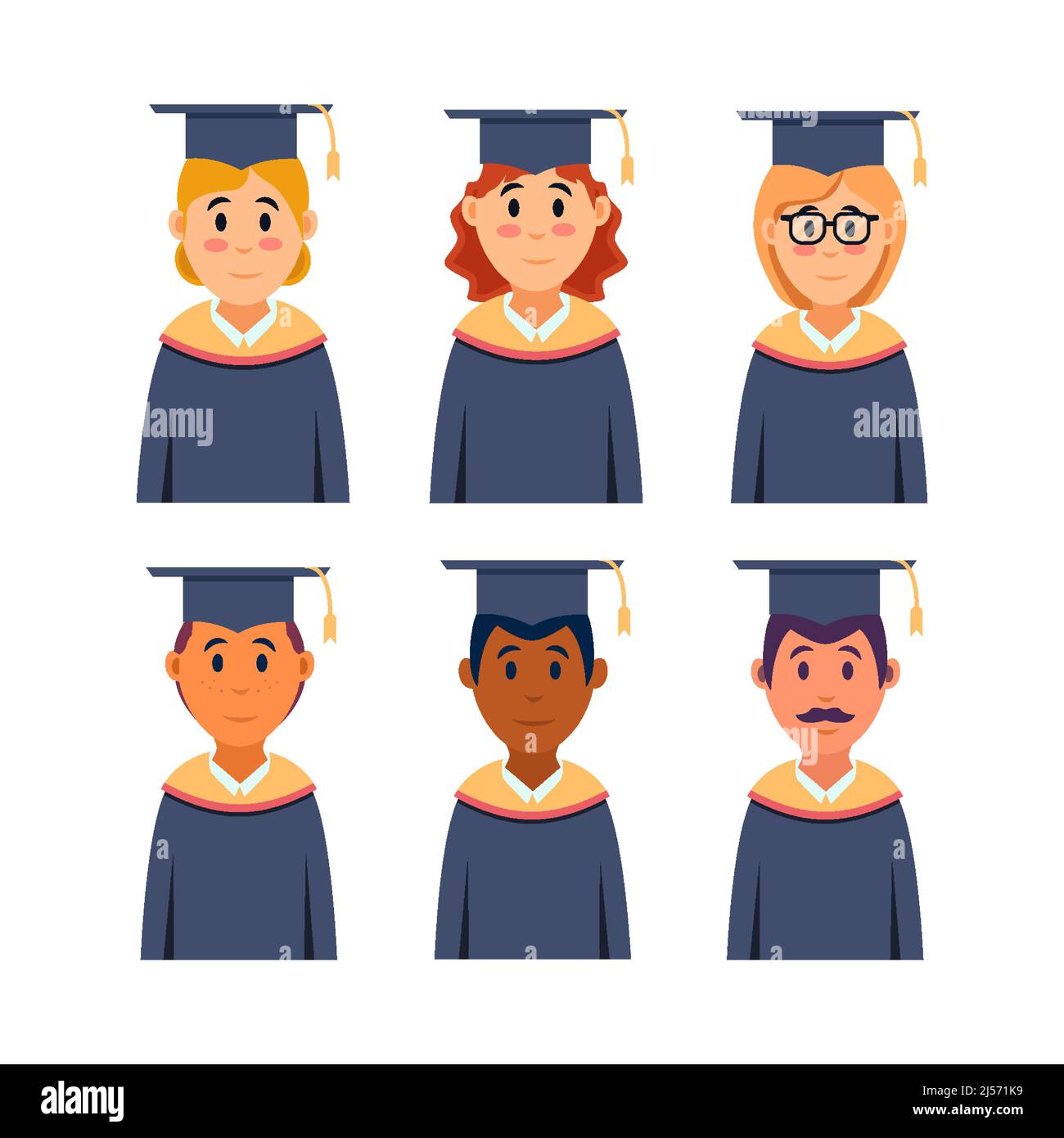 flat character graduation illustration set Stock Vector Image & Art - Alamy