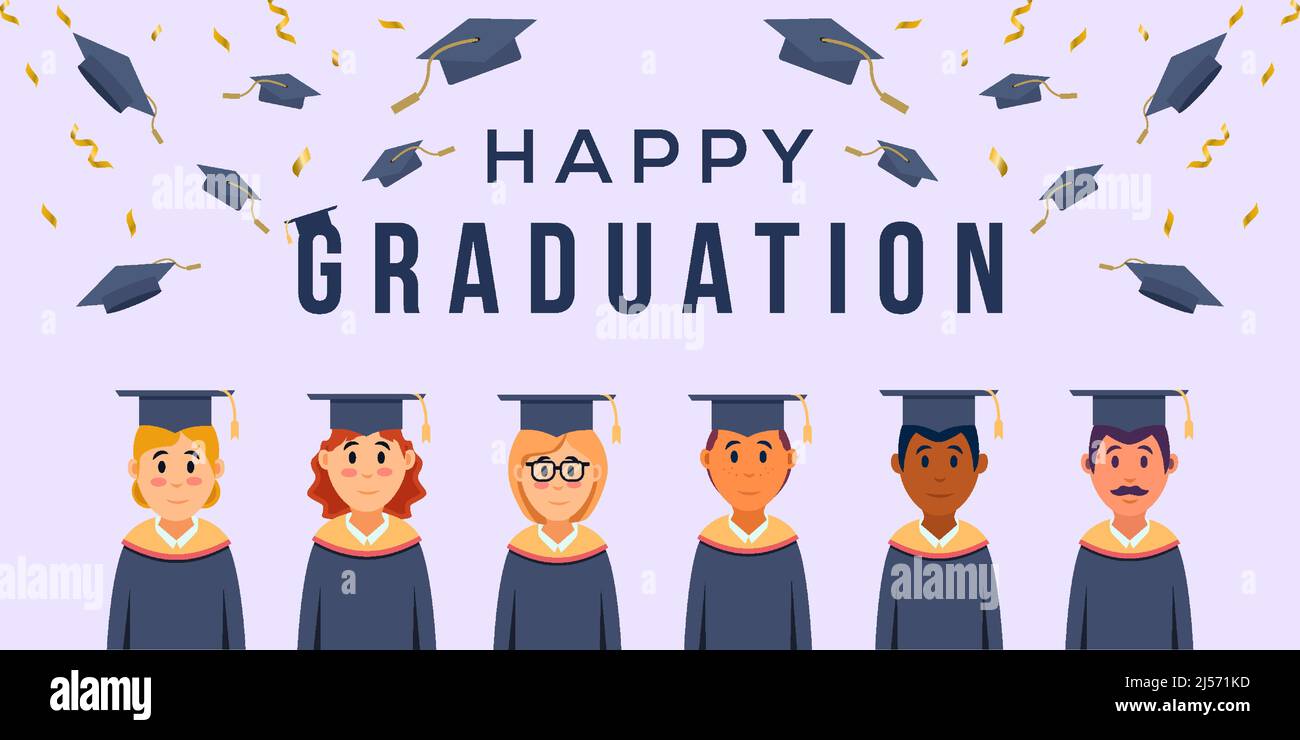 flat happy graduation illustration background Stock Vector Image & Art ...