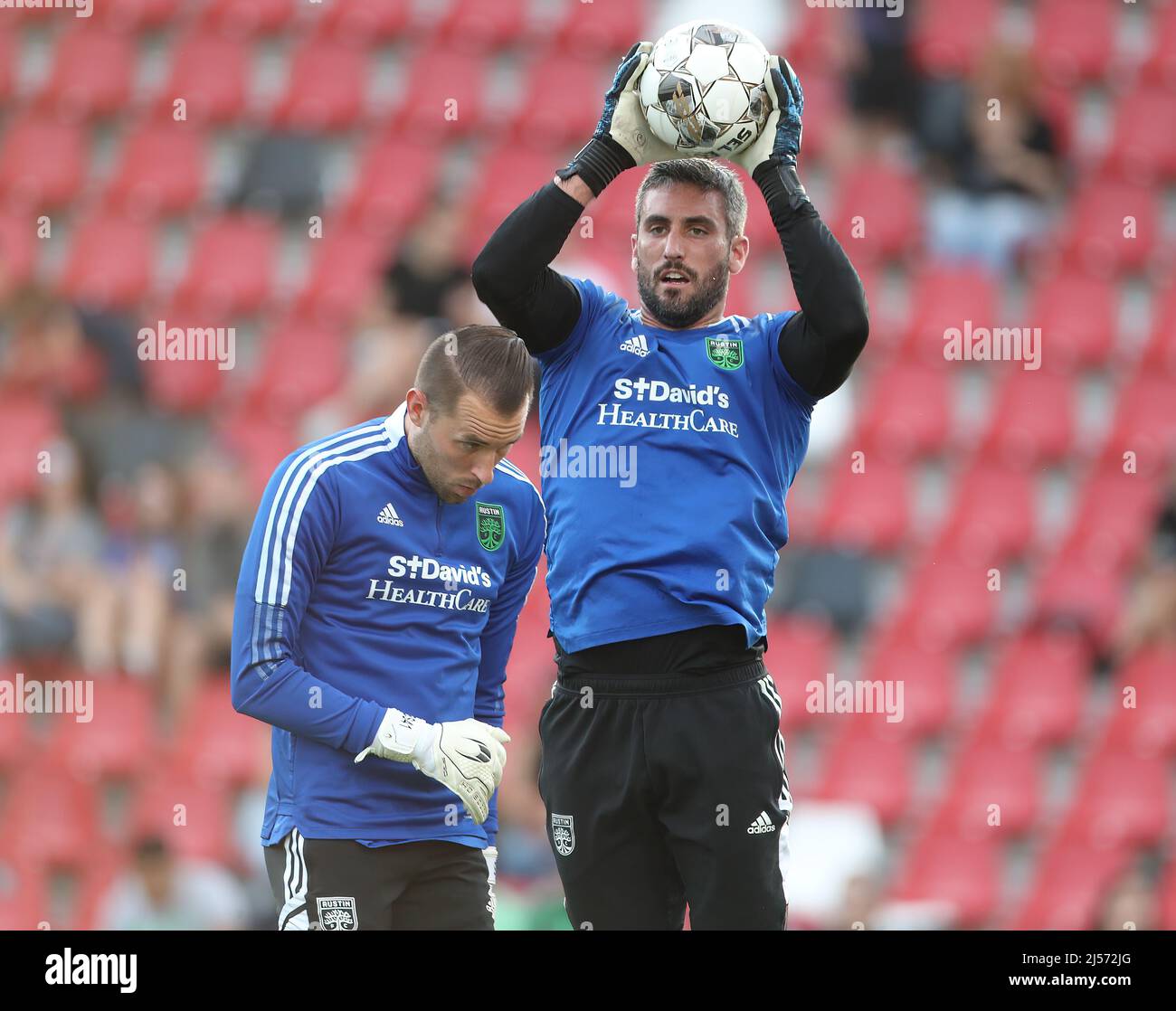 April 20, 2022: Austin FC goalkeeper Andrew Tarbell (31) warms up with ...