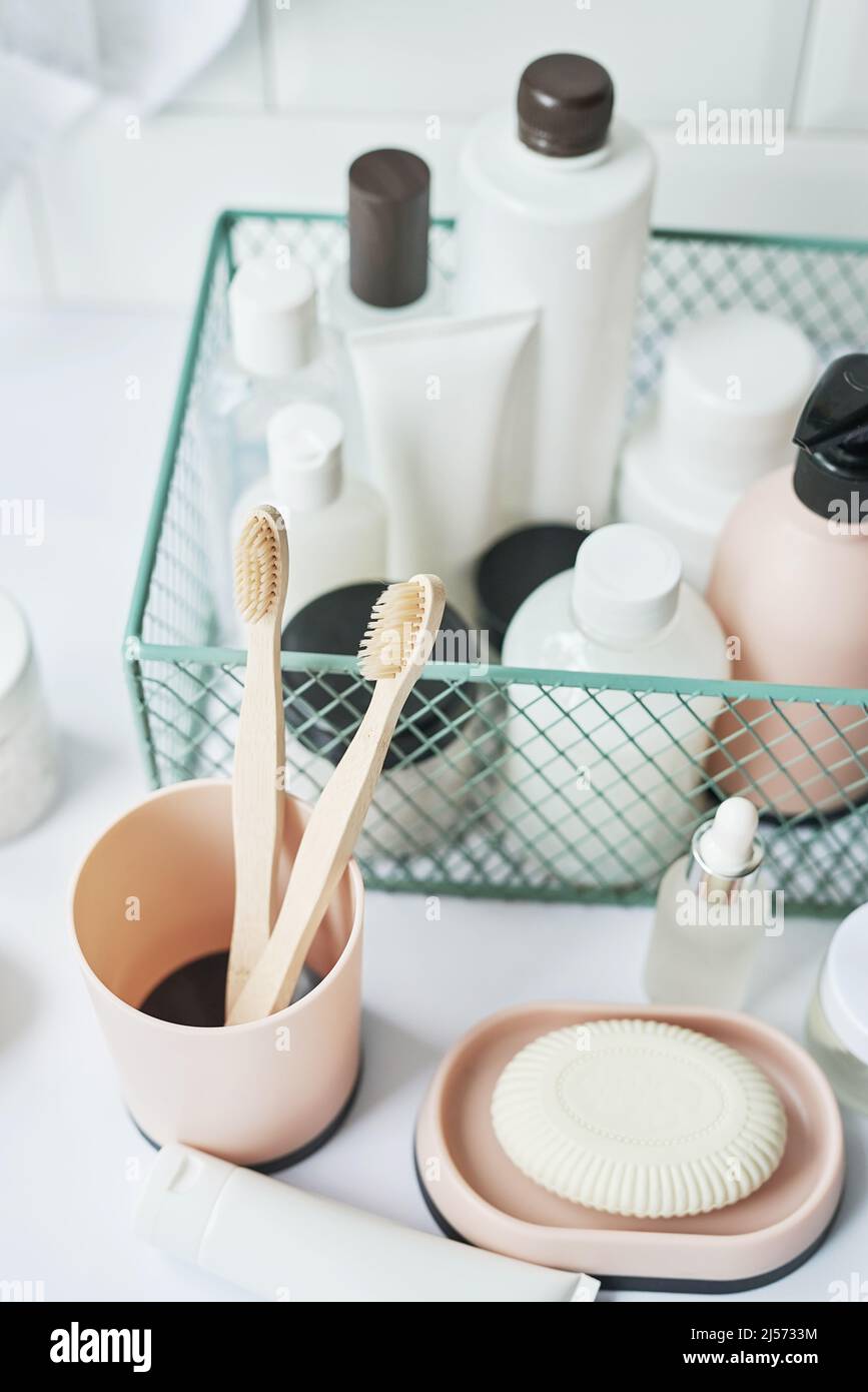 Bath accessories. Dressing table. Cosmetics and hygiene products. Spa ...