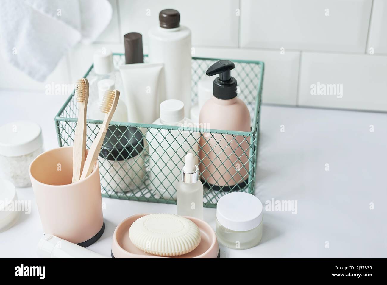 Bath accessories. Dressing table. Cosmetics and hygiene products. Spa ...