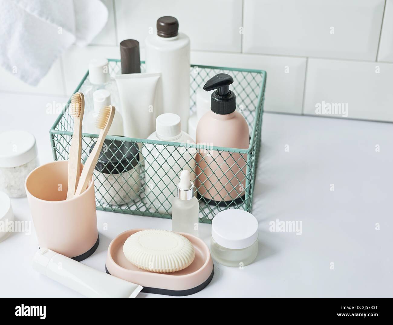 Bath accessories. Dressing table. Cosmetics and hygiene products. Spa ...