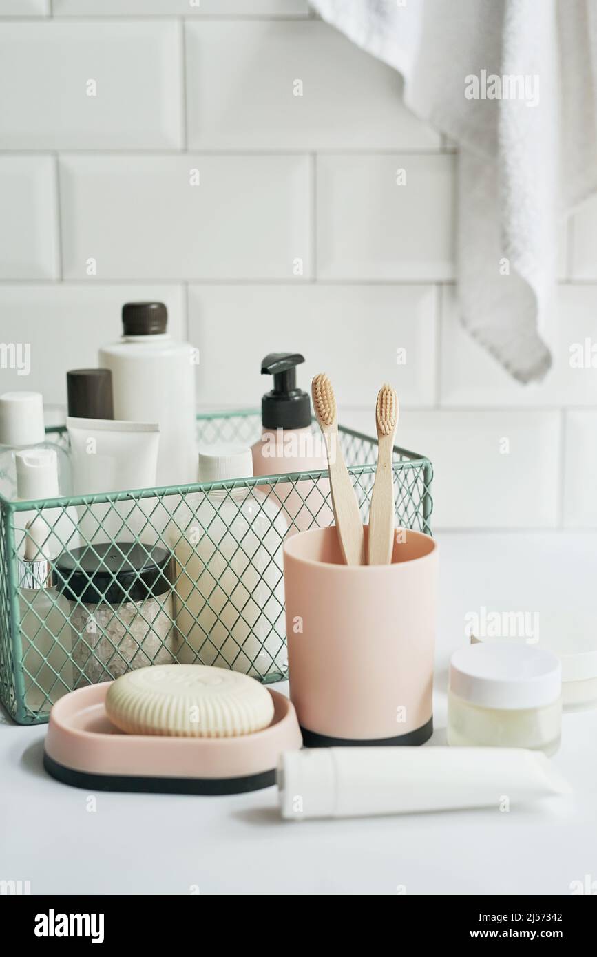 Bath accessories. Dressing table. Cosmetics and hygiene products. Spa ...