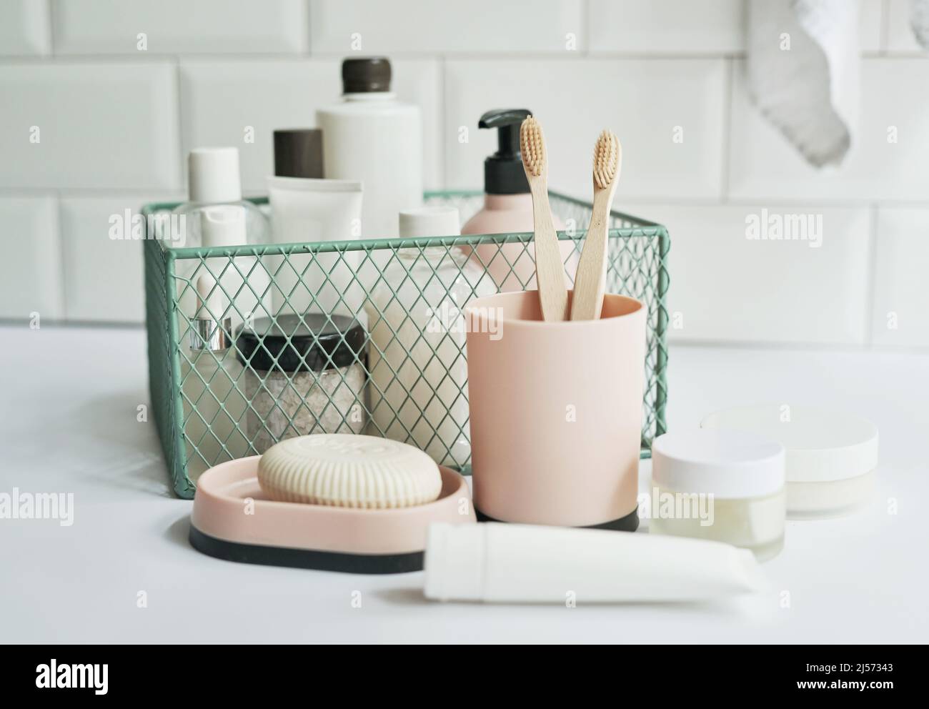 Bath accessories. Dressing table. Cosmetics and hygiene products. Spa ...