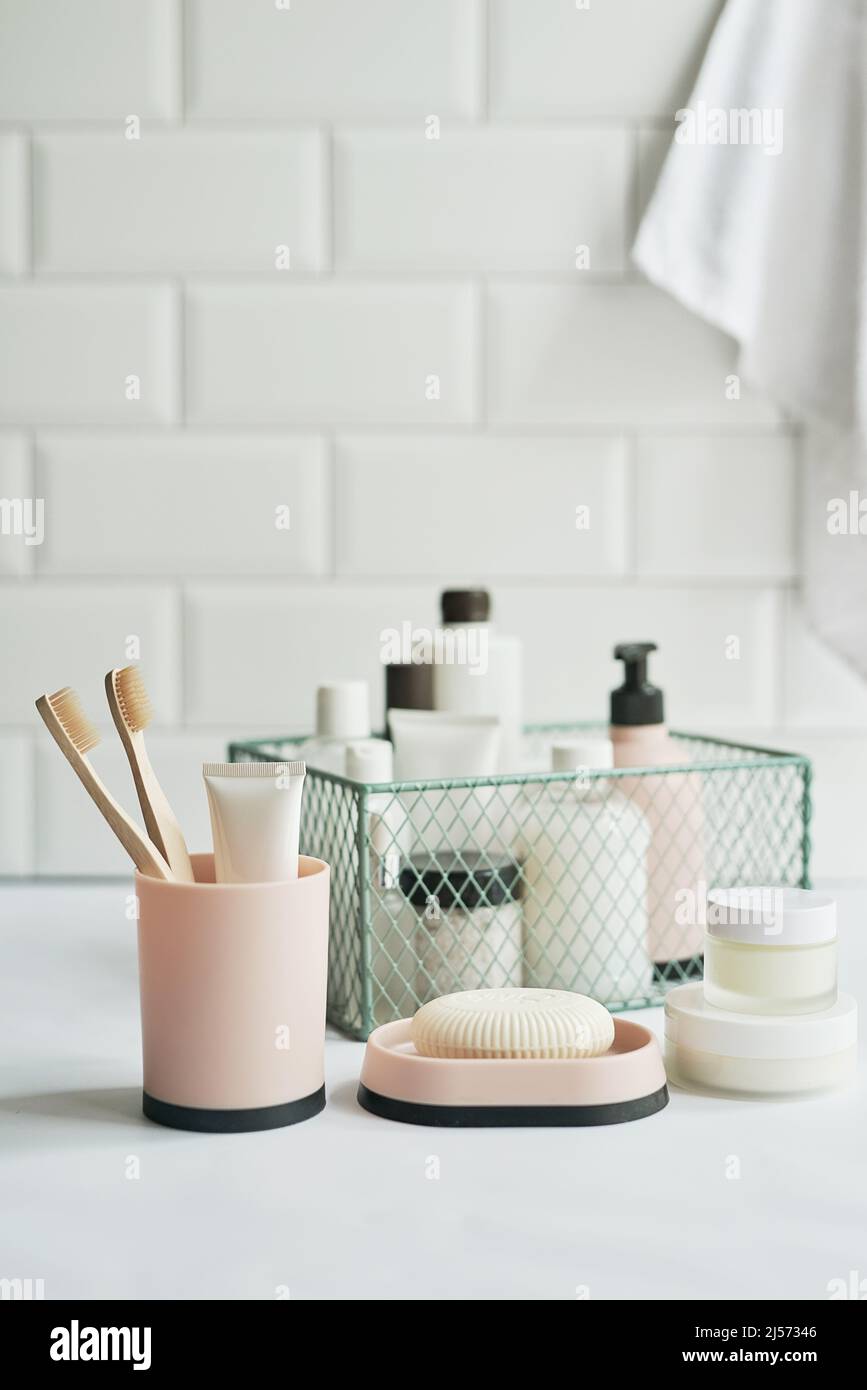 Bath accessories. Dressing table. Cosmetics and hygiene products. Spa ...