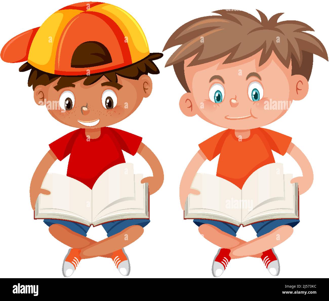 Boys reading a book on white background illustration Stock Vector Image ...