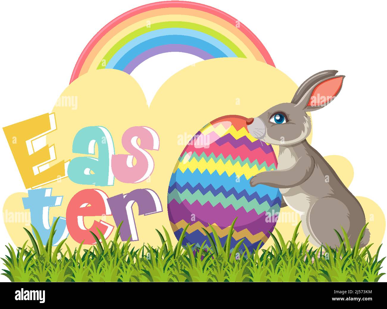 Happy Easter design with bunny in garden illustration Stock Vector ...