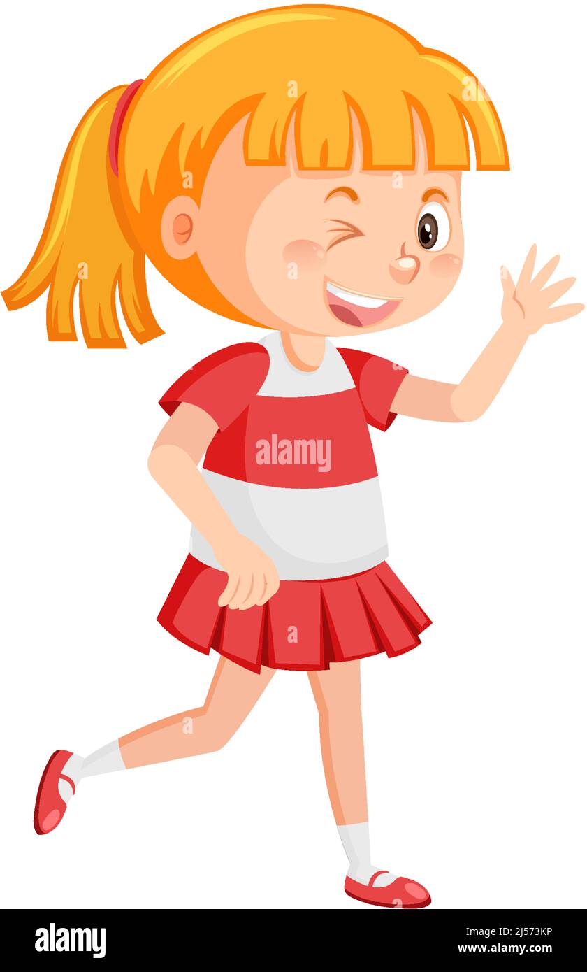 Cheerful girl with greeting gesture illustration Stock Vector Image ...