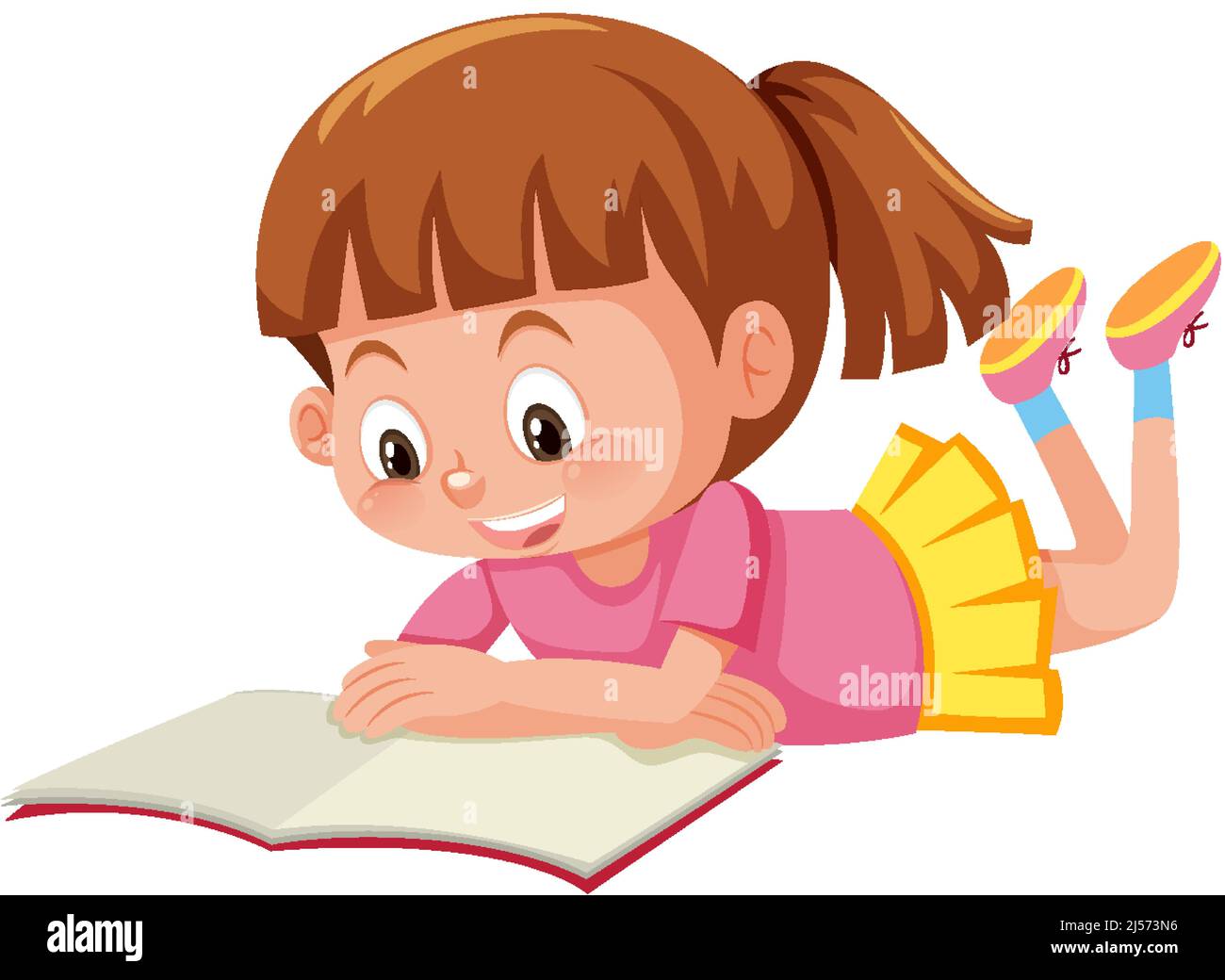 A girl lay down reading a book illustration Stock Vector Image & Art ...