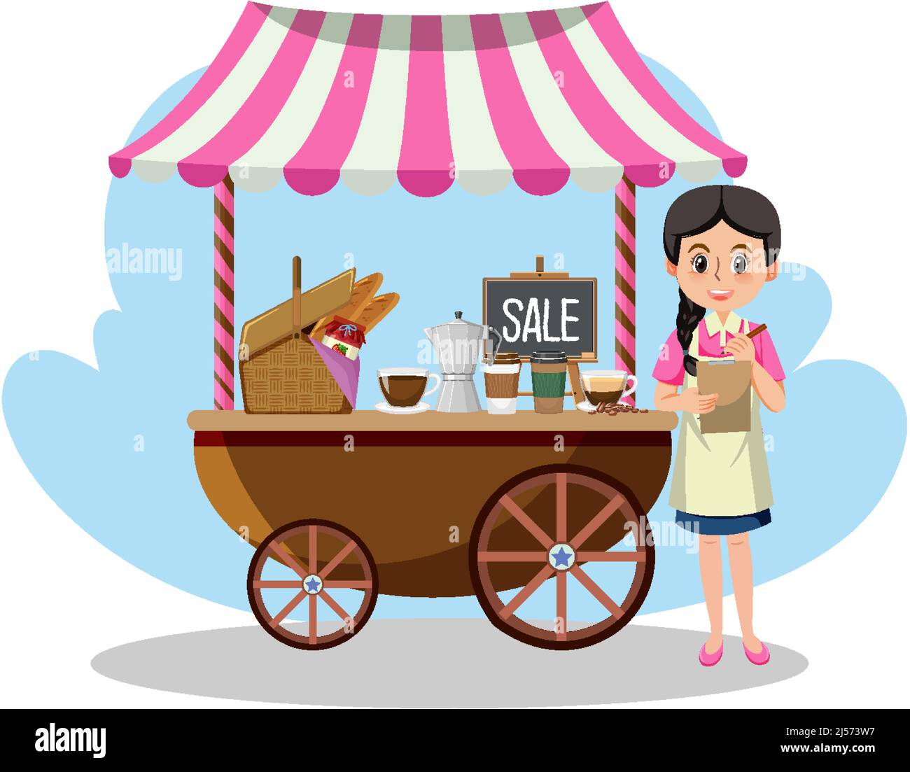 Coffee cart icon cartoon Cut Out Stock Images & Pictures - Alamy
