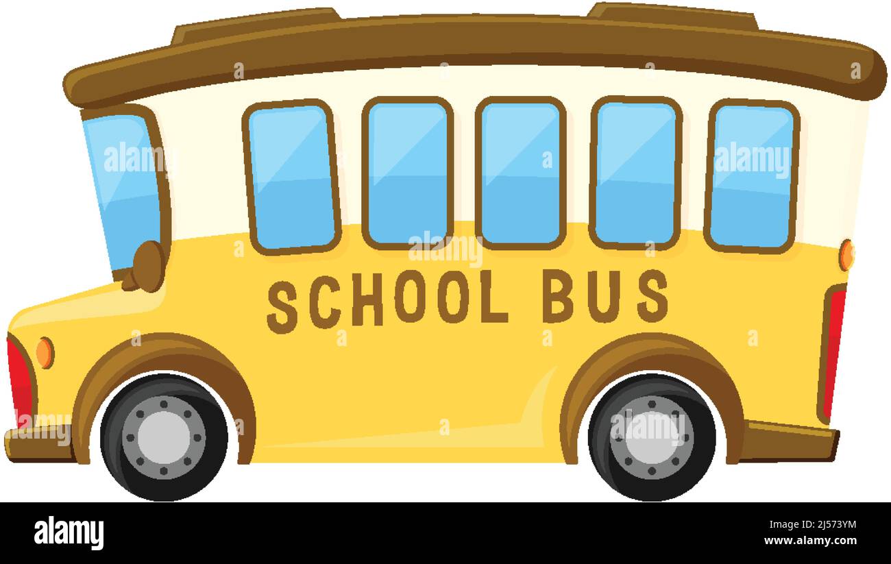 Simple cute school bus on white background illustration Stock Vector ...