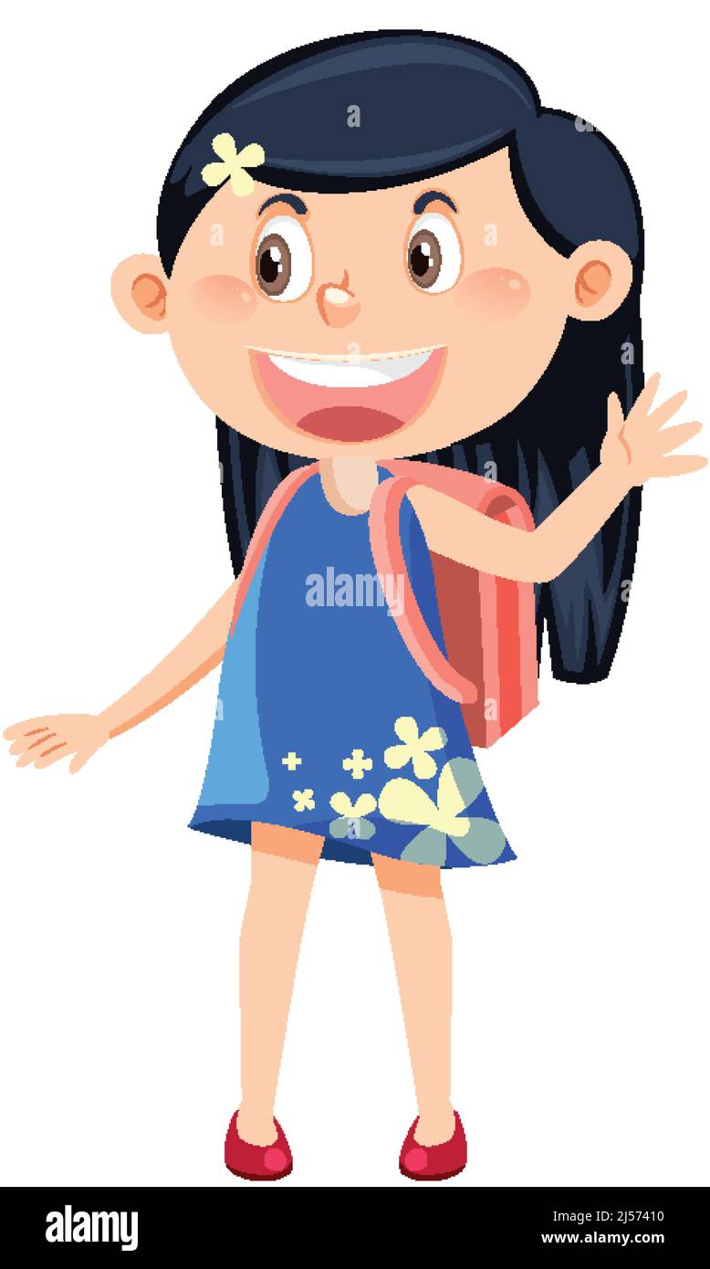 Female student cartoon character with backpack illustration Stock ...