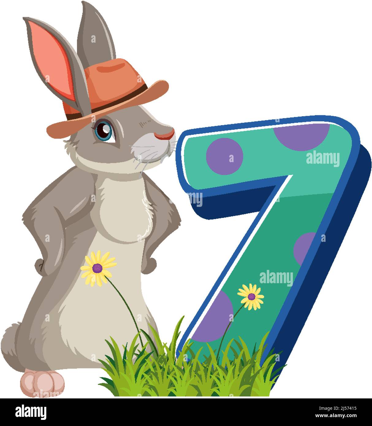 Rabbit holding the number character isolated on white background ...