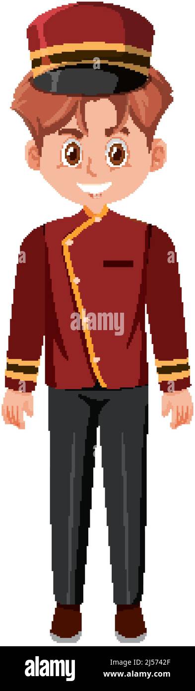 Bellboy in red uniform illustration Stock Vector Image & Art - Alamy
