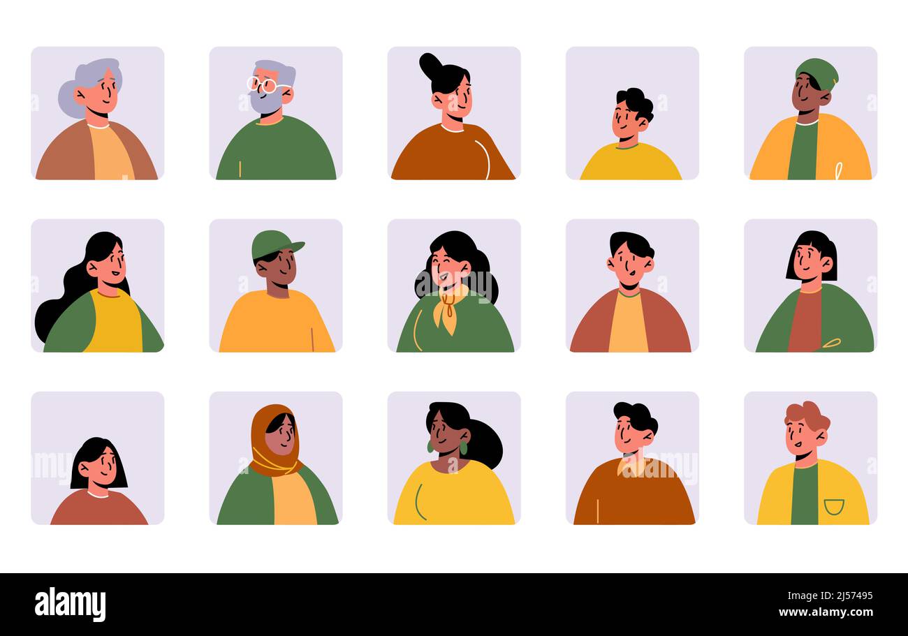 Avatars of different people for social media profile. Vector flat ...