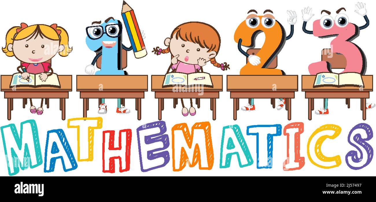 Mathematics word logo in cartoon style illustration Stock Vector Image ...