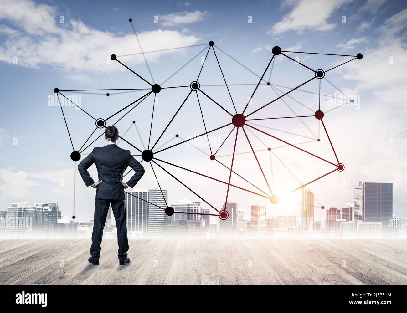 International business networking and social connection against modern ...