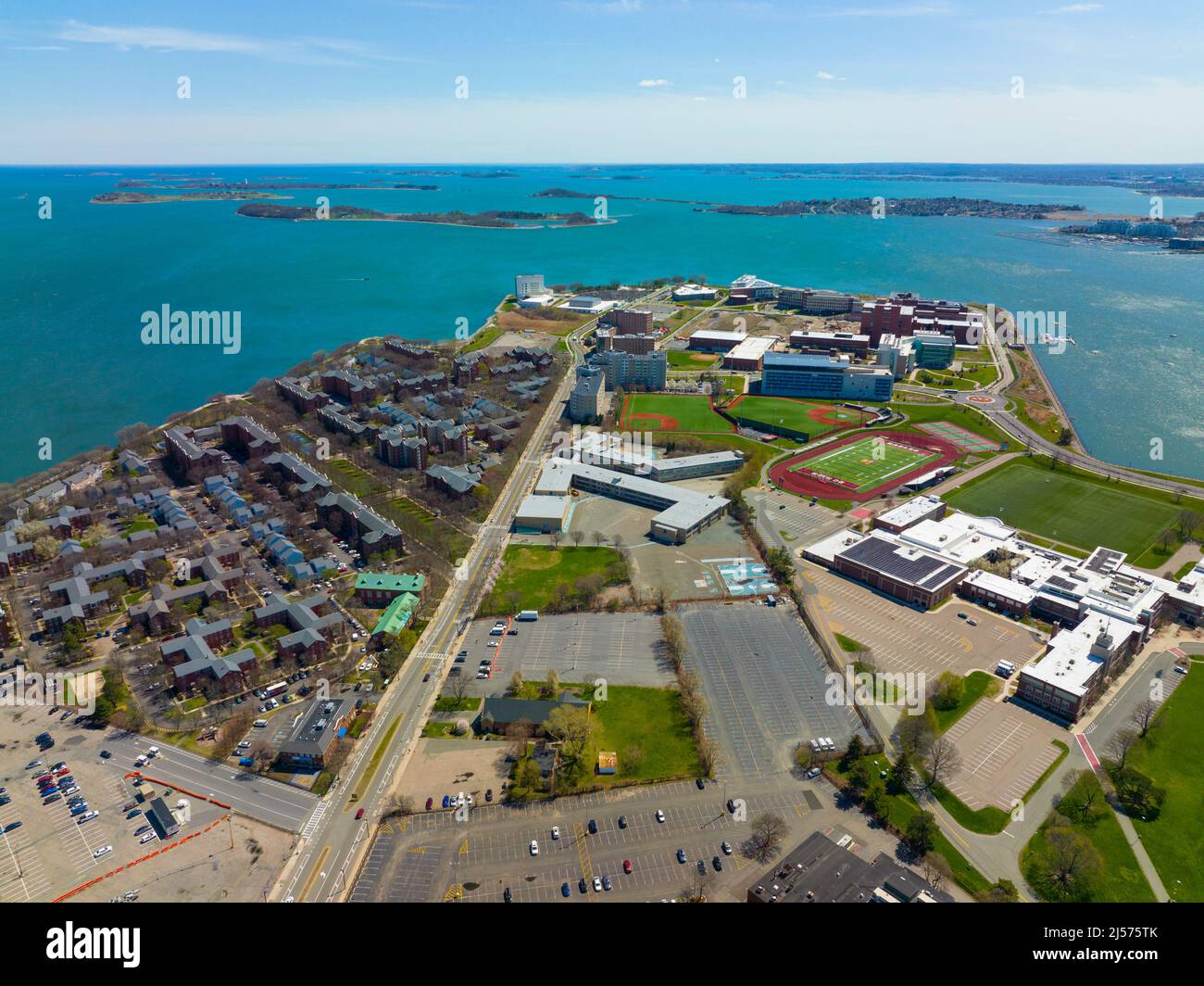 University of Massachusetts (UMass) Boston campus aerial view in ... University of Massachusetts (UMass) Boston campus aerial view in ...