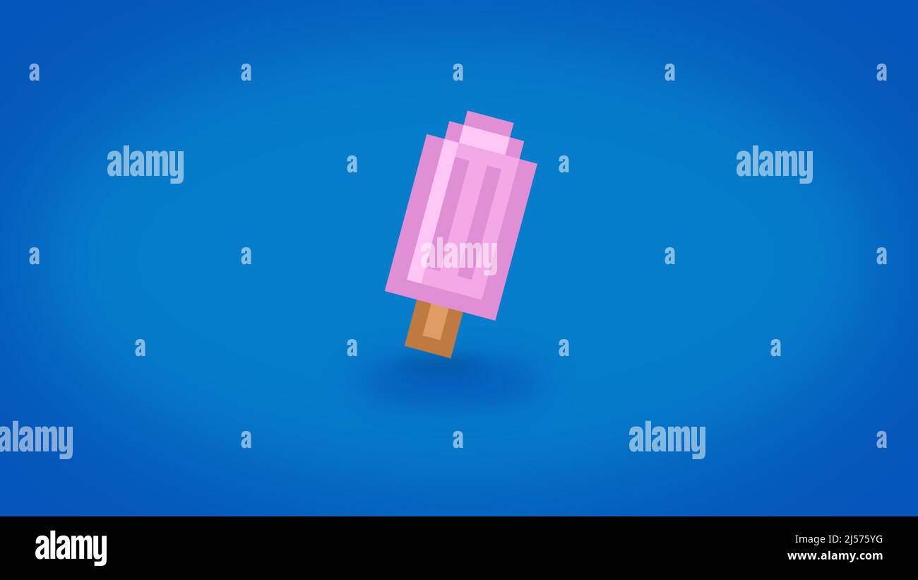 Pixel pink popsicle background - high resolution 8 bit wallpaper Stock ...