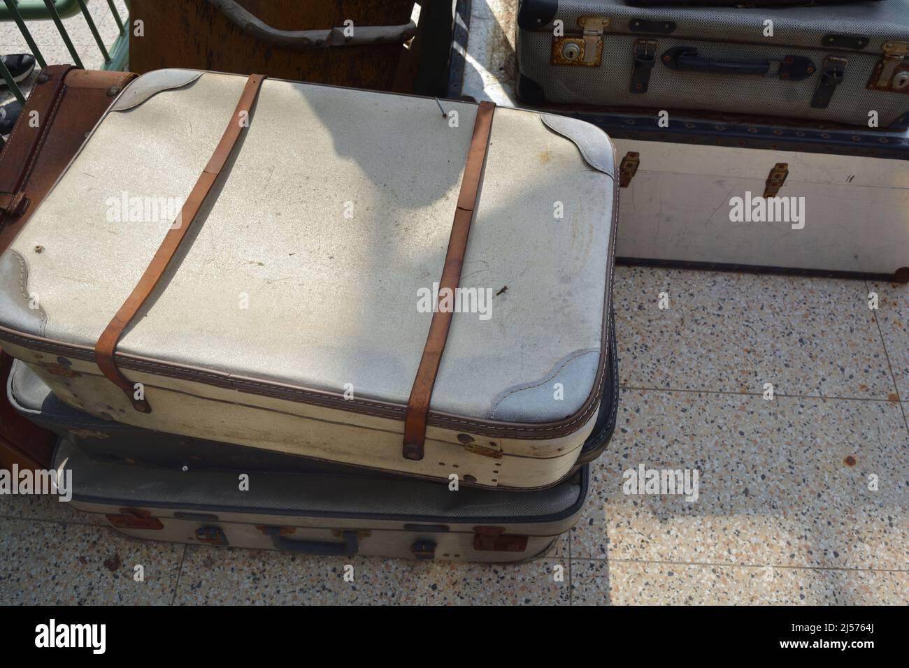 Old Vintage Grunge Trunks like Tower, vertical Stock Photo - Alamy