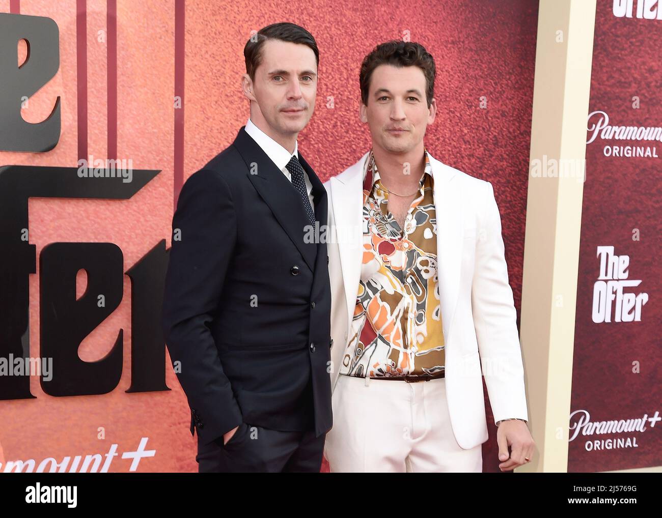 Matthew Goode and Miles Teller walking on the red carpet at the Los ...
