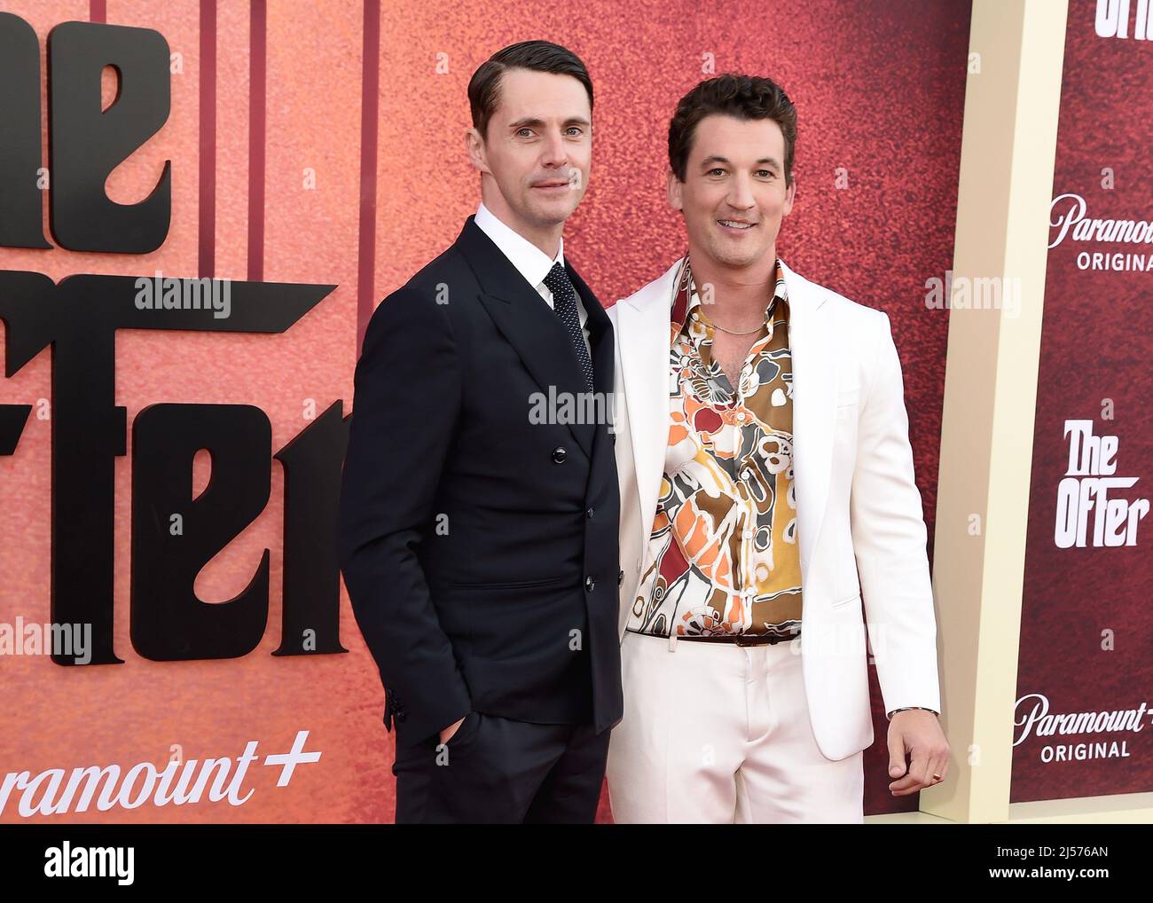 Matthew Goode and Miles Teller walking on the red carpet at the Los ...