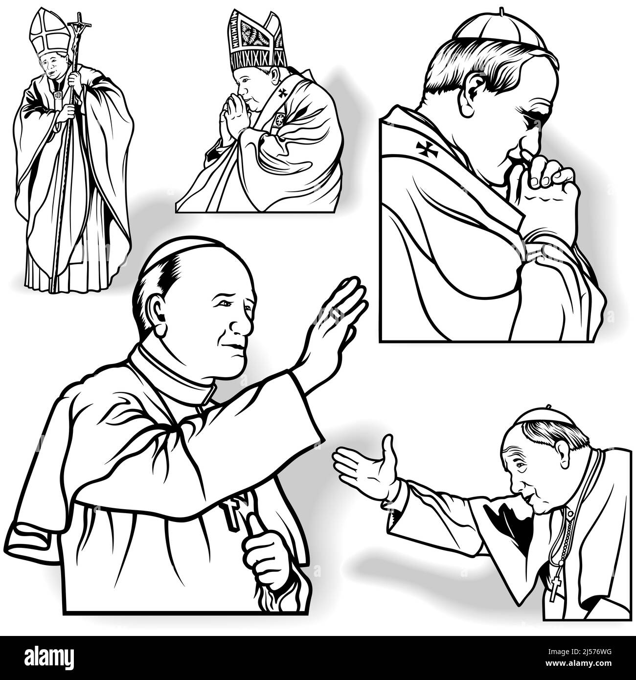 Set of Drawings of the Pope Stock Vector Image & Art - Alamy