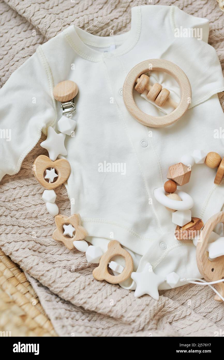 Wooden toys, rattles, teethers, nipple holder. Baby development, fine ...