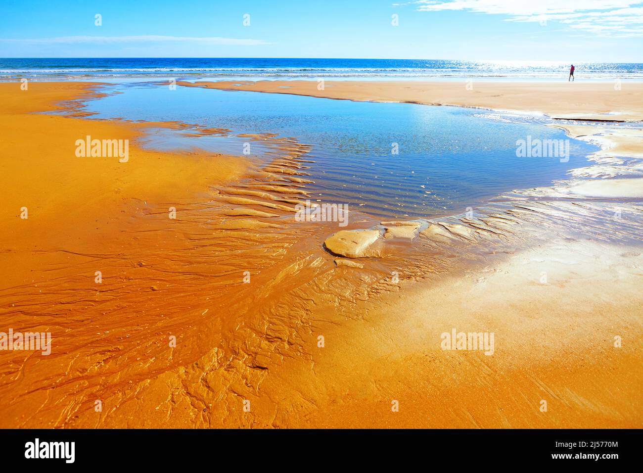 Atlantic low tide . Sandy Ocean Coast Scenery Stock Photo - Alamy