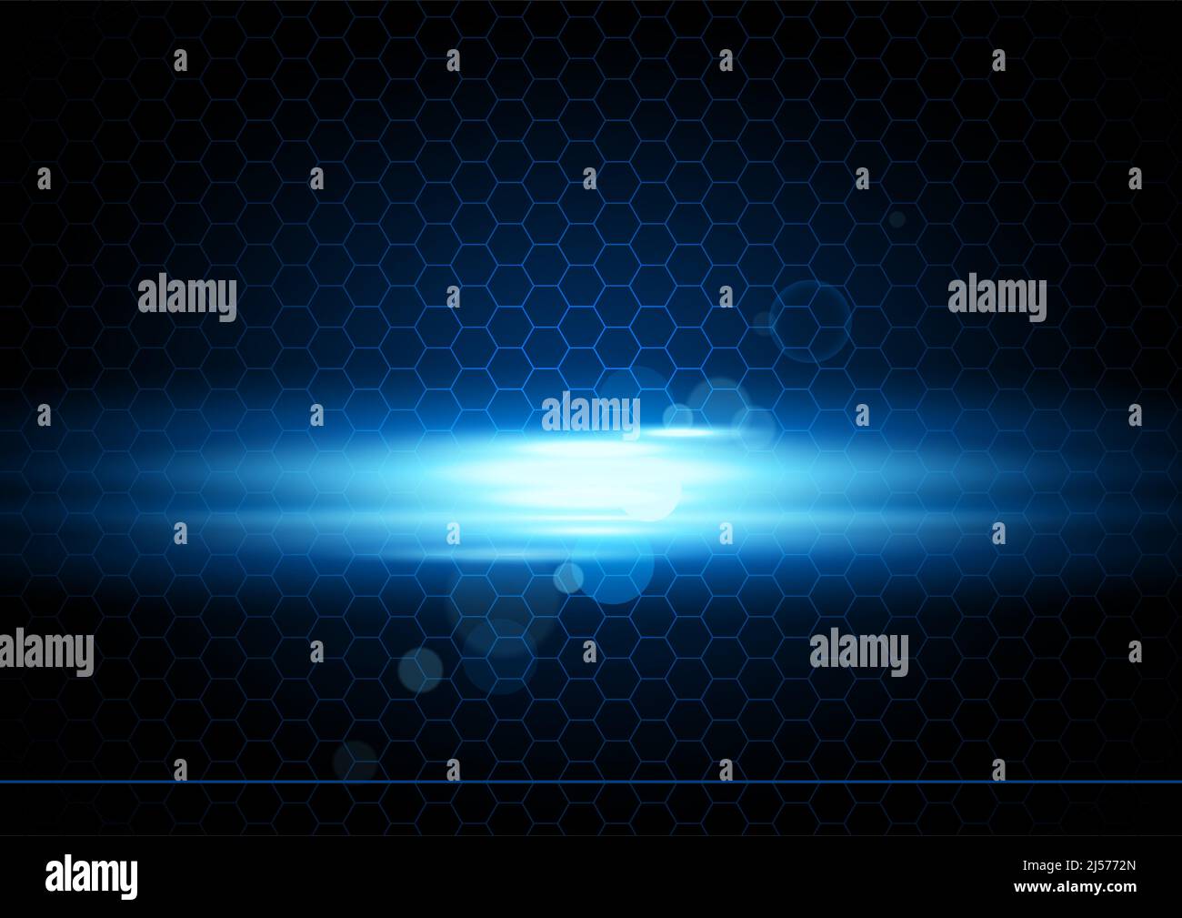 Background with Hexagonal Grid and Glowing Light Rays Stock Vector ...