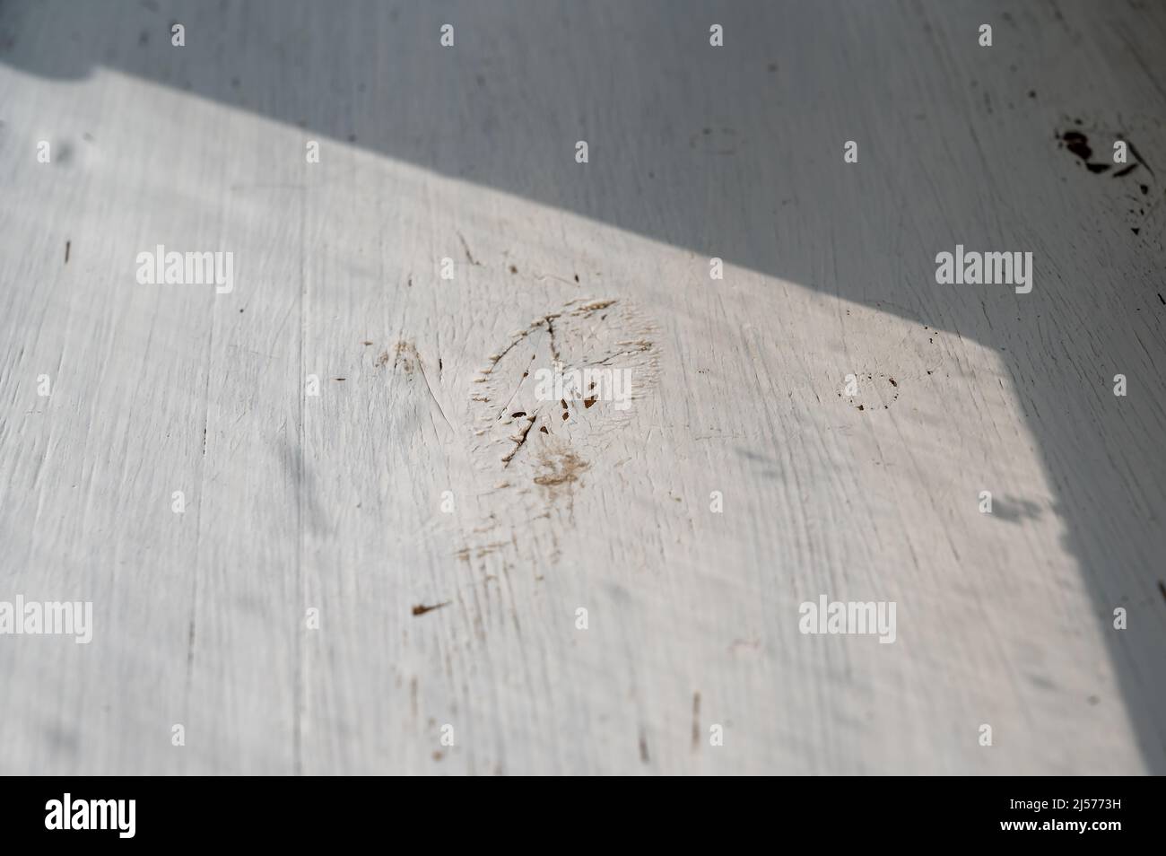 Wooden surface painted with white paint. Old wooden window sill Stock ...