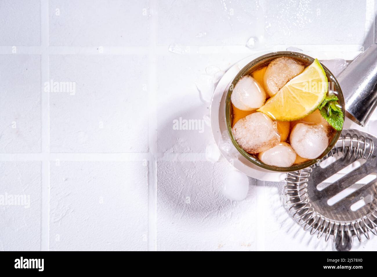 Rum, Lime and Cola Cuba Libre Cocktail. Summer cold Coca Coke drink ...